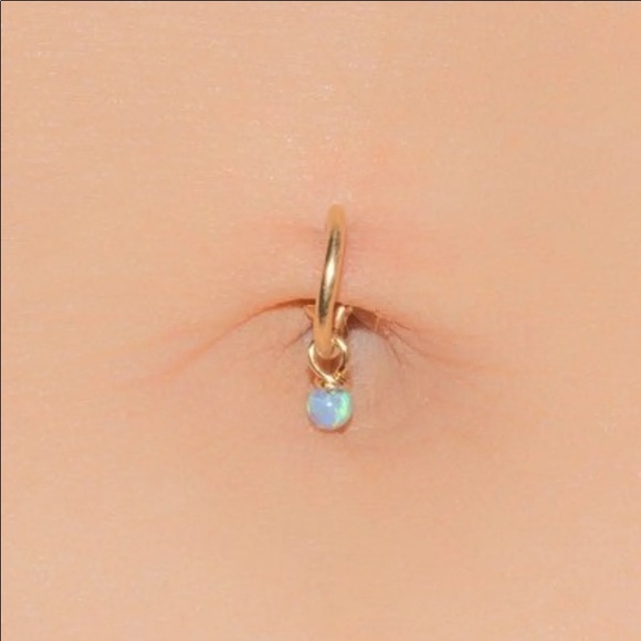 Moodtherapy | Jewelry | Fire Opal Charm Belly Button Naval Ring Hoop 6g ...
